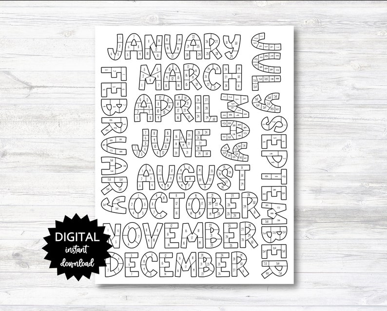 Habit Tracker Coloring Sheet Printable, Month Habit Tracker Coloring ...