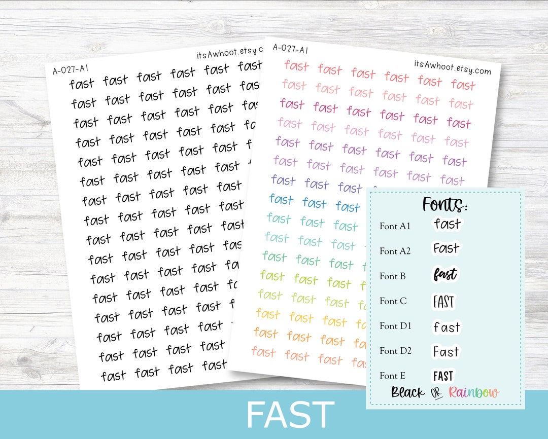 FAST Script Planner Stickers - Multiple Fonts/colors Available (A027 ...