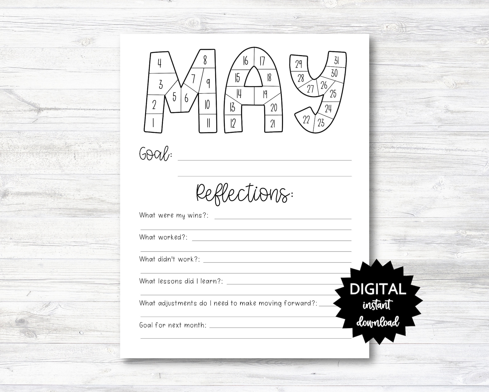 May Habit Tracker Coloring Sheet Printable, Month Habit Tracker ...