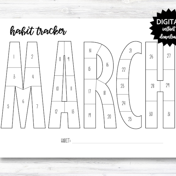 Habit Tracker Coloring Sheet Svg - Etsy