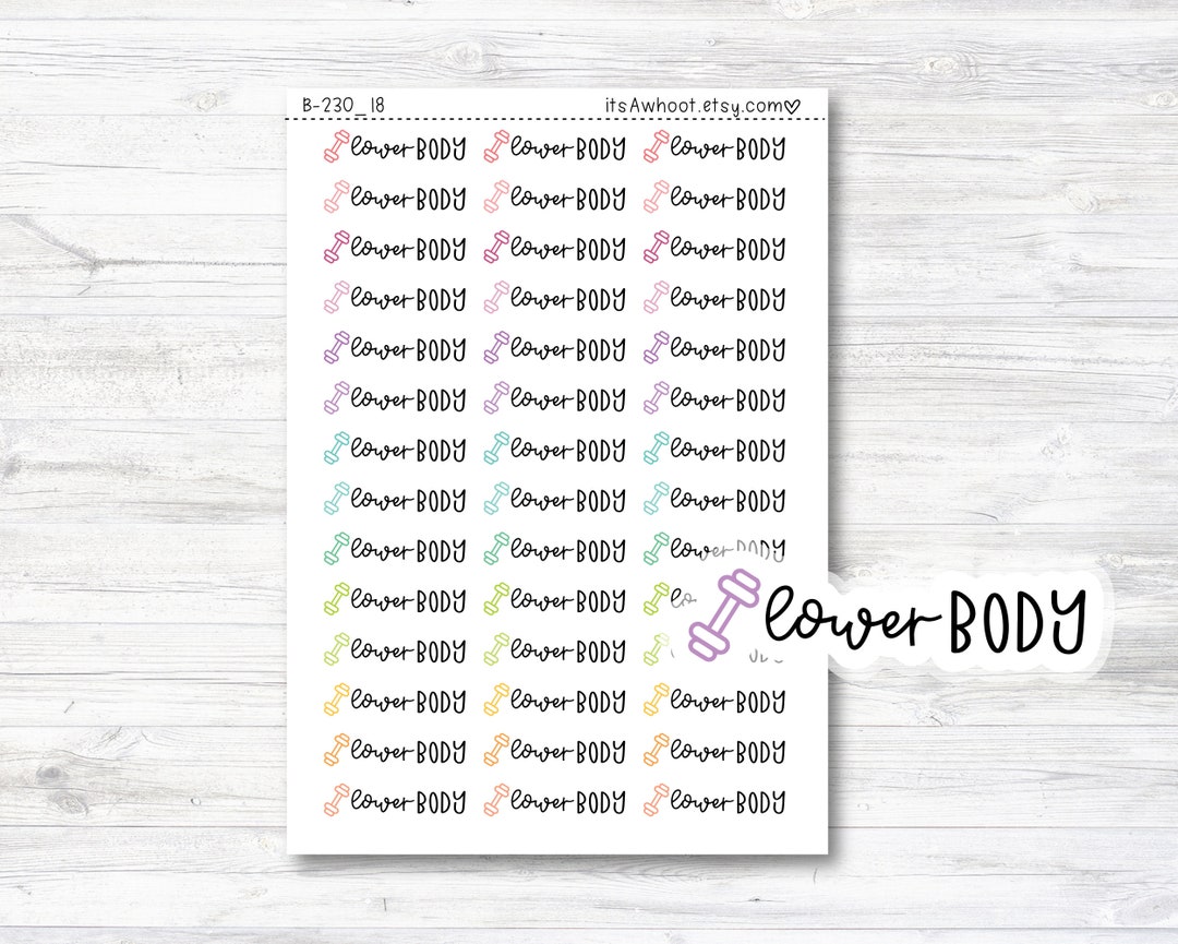 Lower Body Script Stickers, Lower Body Planner Stickers, Lower Body ...