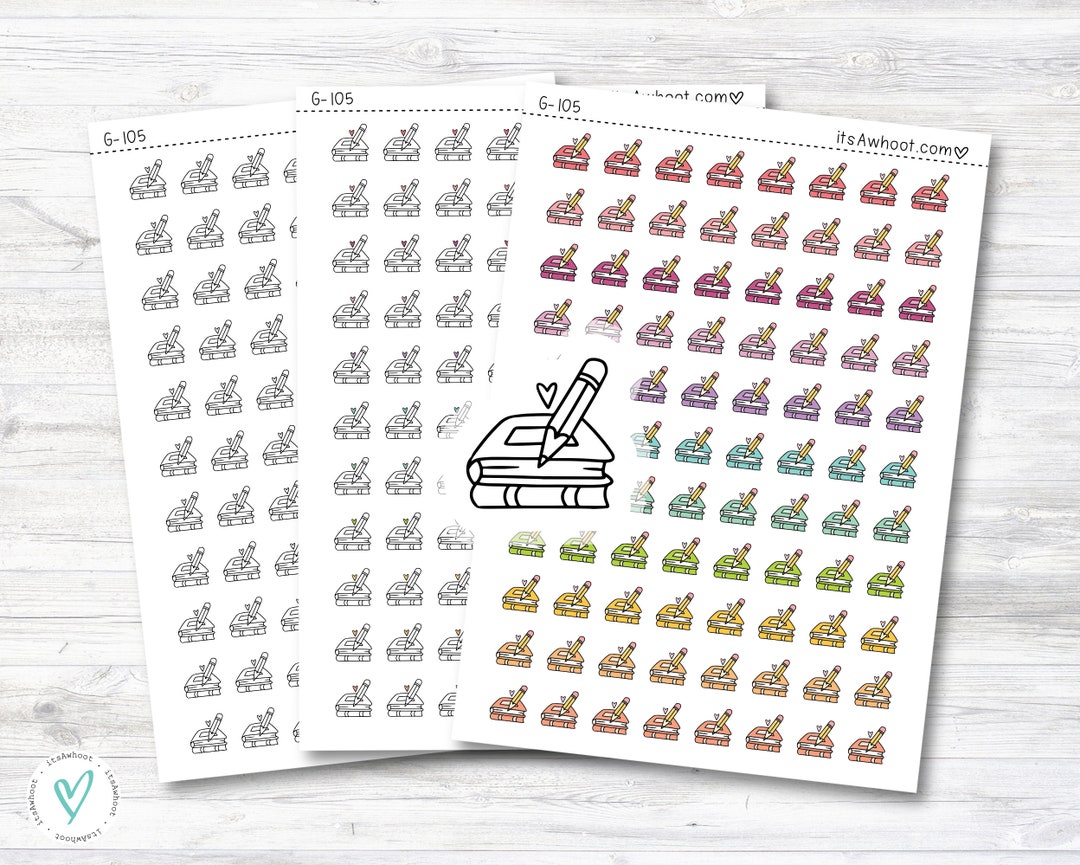 Homework Icon Stickers, Homework Doodle Planner Stickers (G105) - Etsy