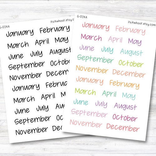 Month Script Planner Stickers G024B - Etsy