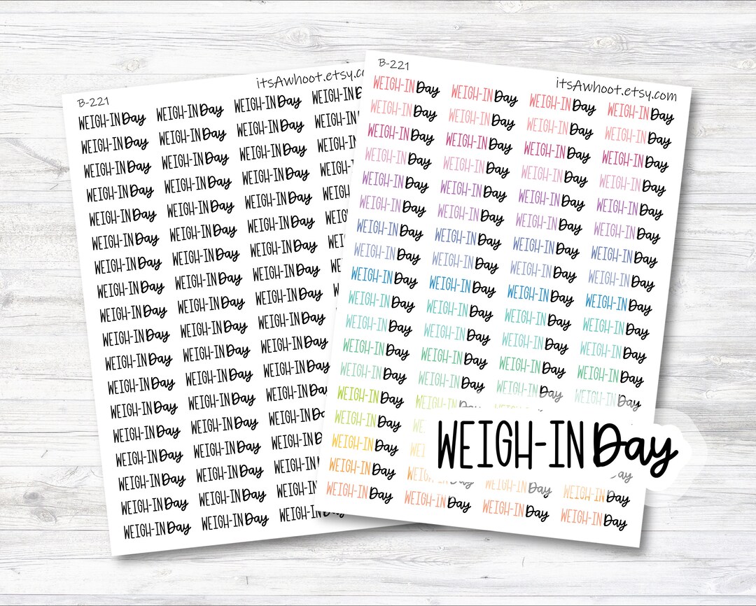 Weigh-in Day Stickers, Weigh in Day Script Stickers, Weigh-in Day ...