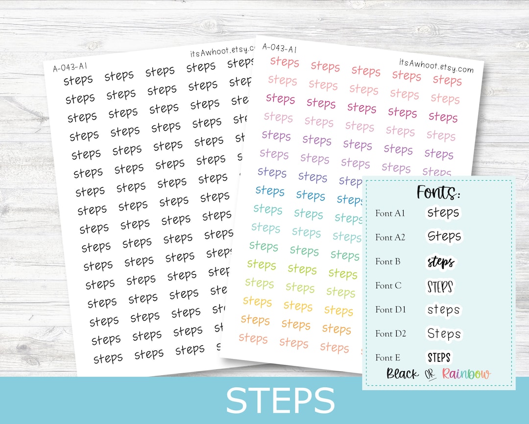 STEPS Script Planner Stickers - Multiple Fonts/colors Available (A043 ...