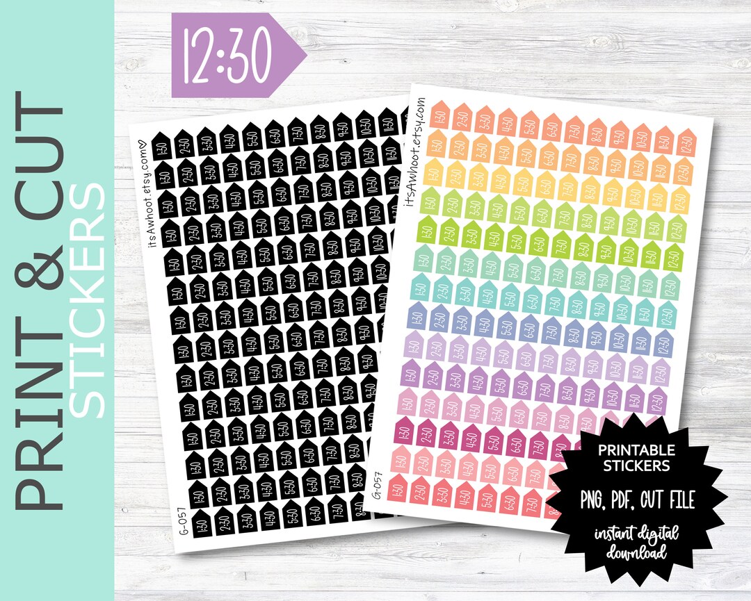 Appointment Time Arrow PRINT & CUT Planner Stickers - Half Hour ...