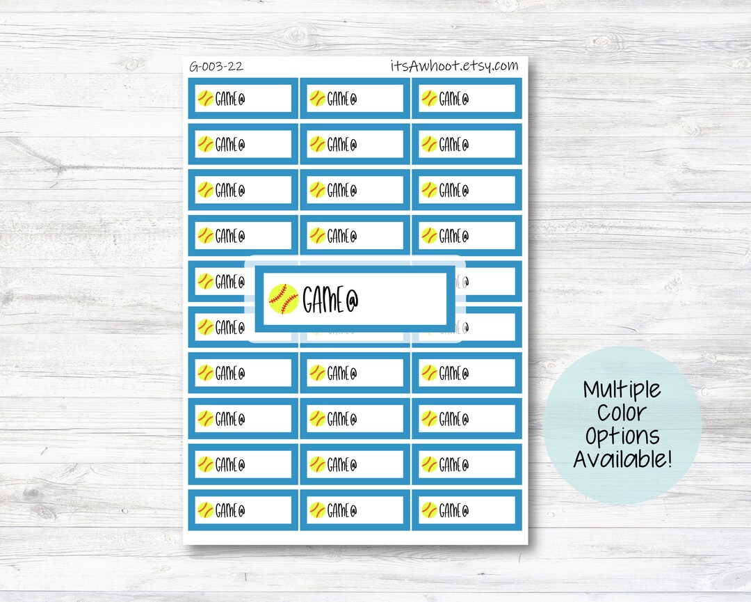 Softball Game Planner Label Stickers - Multiple Color Options (G003) - Etsy