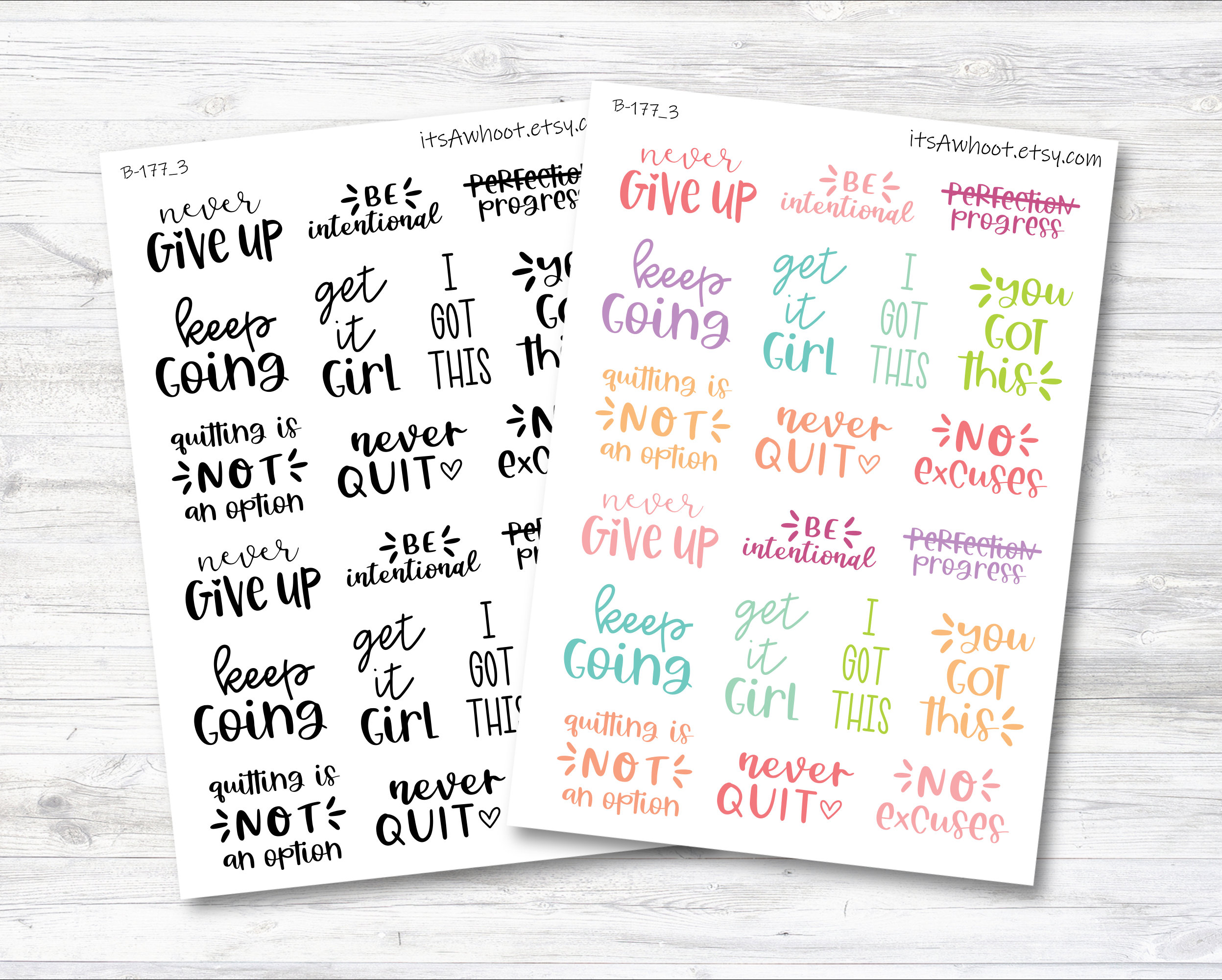 Wellness Motivation/inspiration Script Stickers B177_3 - Etsy