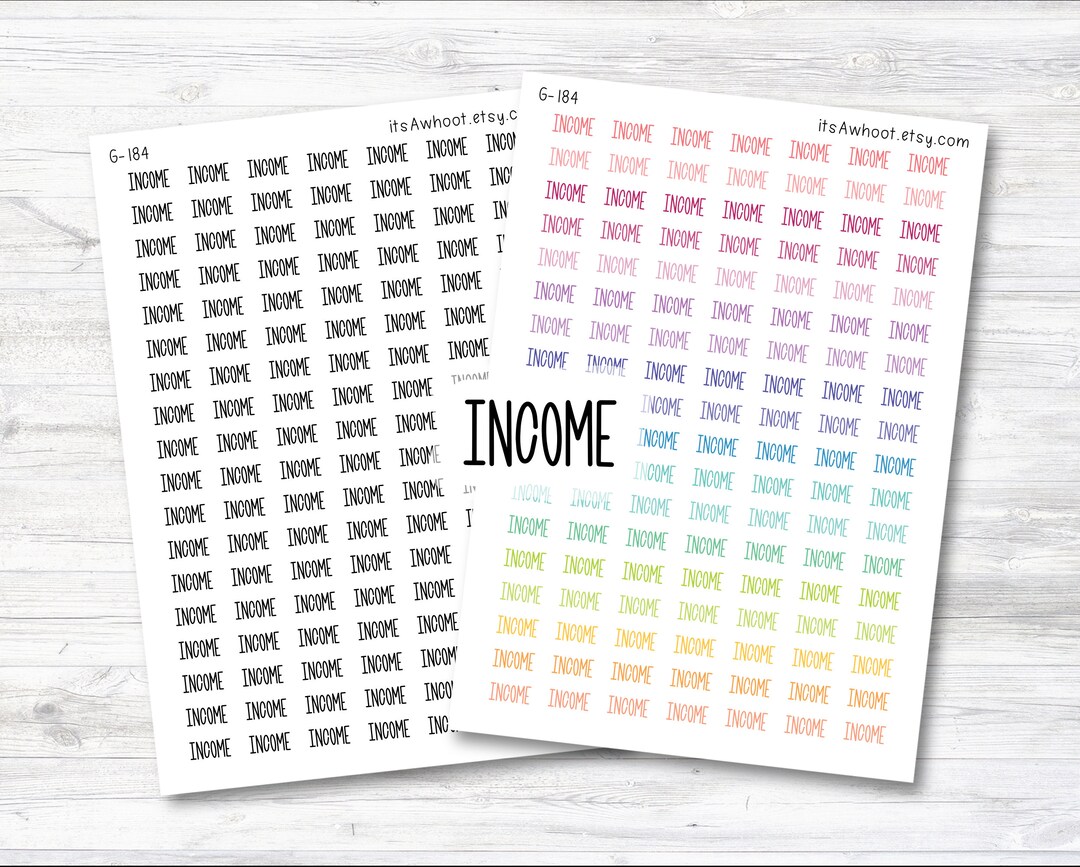 INCOME Script Planner Stickers (G184) - Etsy