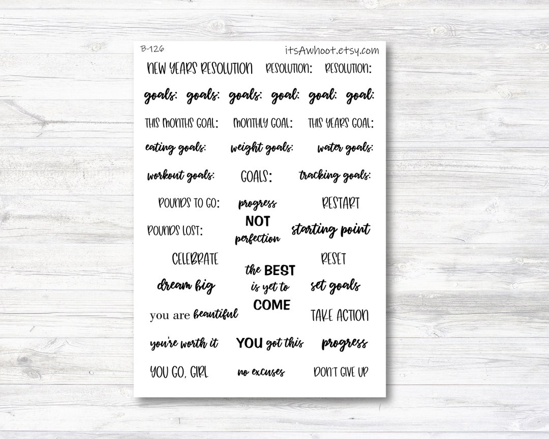 New Years Resolution Stickers (B126) - Etsy