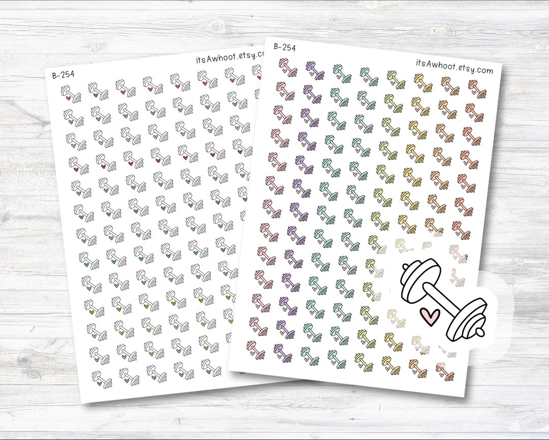 Weights / Dumbells Doodle Planner Stickers, Doodle Dumbbell Stickers ...