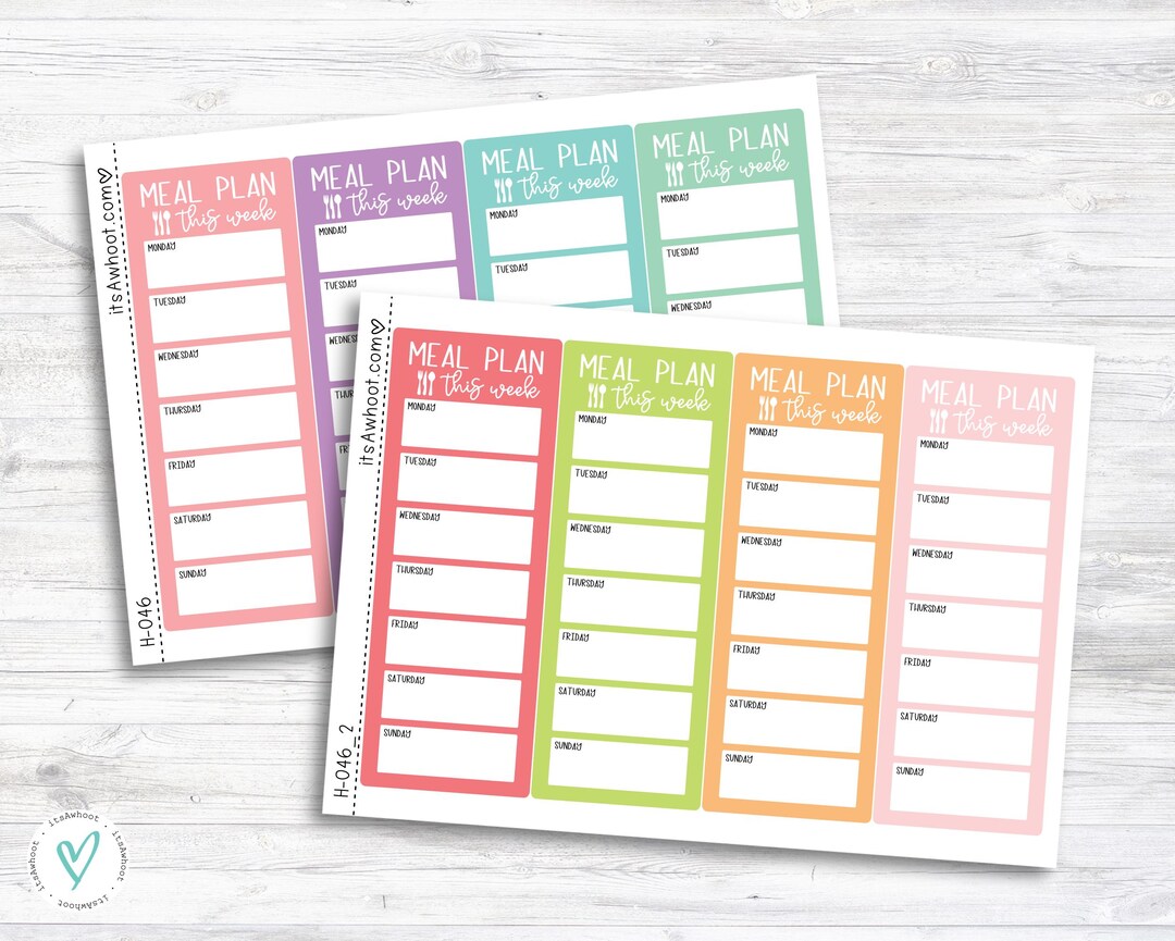 Meal Plan Sidebar Stickers / Weekly Meal Plan / Meal Plan This Week ...