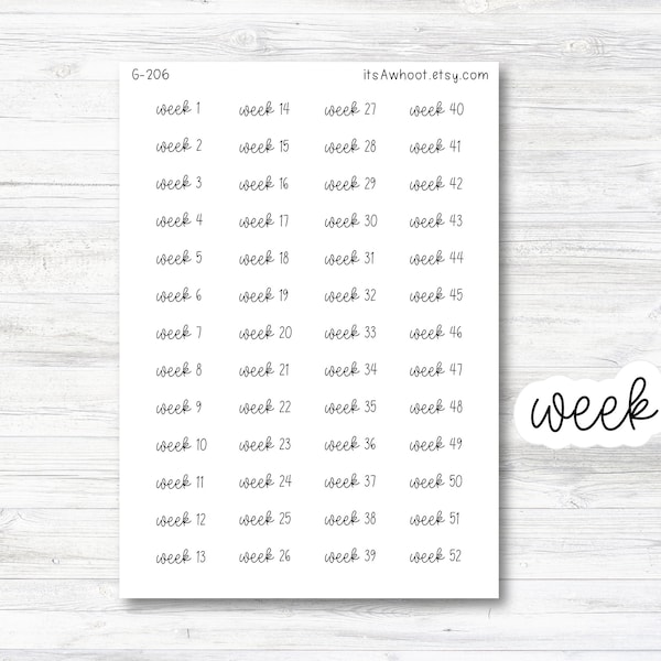 52 Week Stickers - Etsy