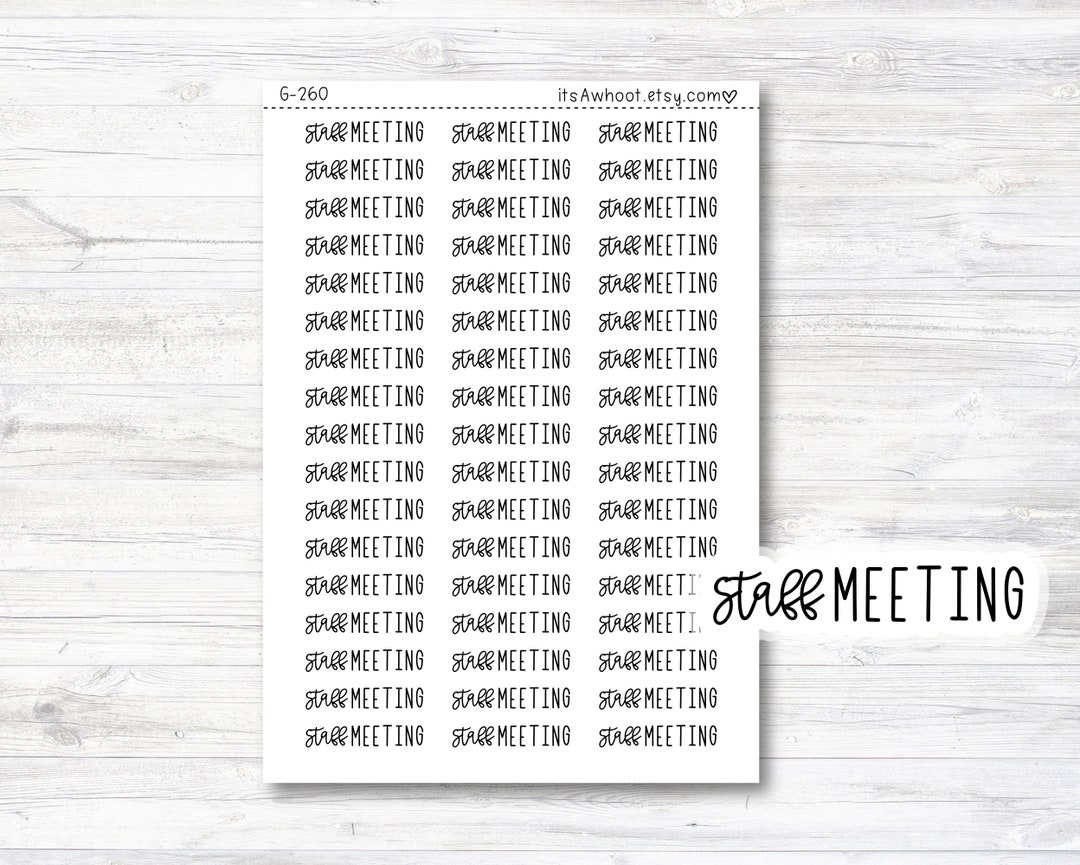 STAFF MEETING Stickers, Staff Meeting Script Planner Stickers, Staff ...