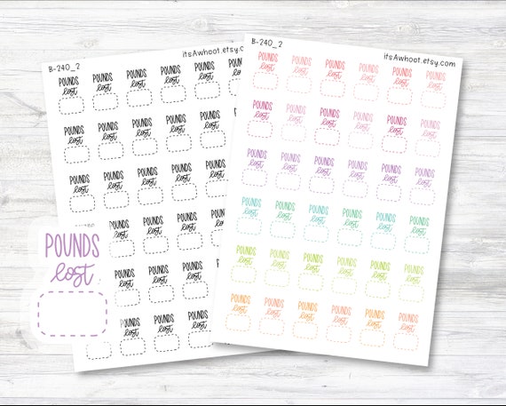 Pounds Lost Stickers Pounds Lost Planner Stickers B240_2 | Etsy