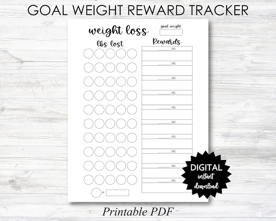 Goal Weight Reward Printable, Weight Loss Reward Tracker, Weight Loss ...