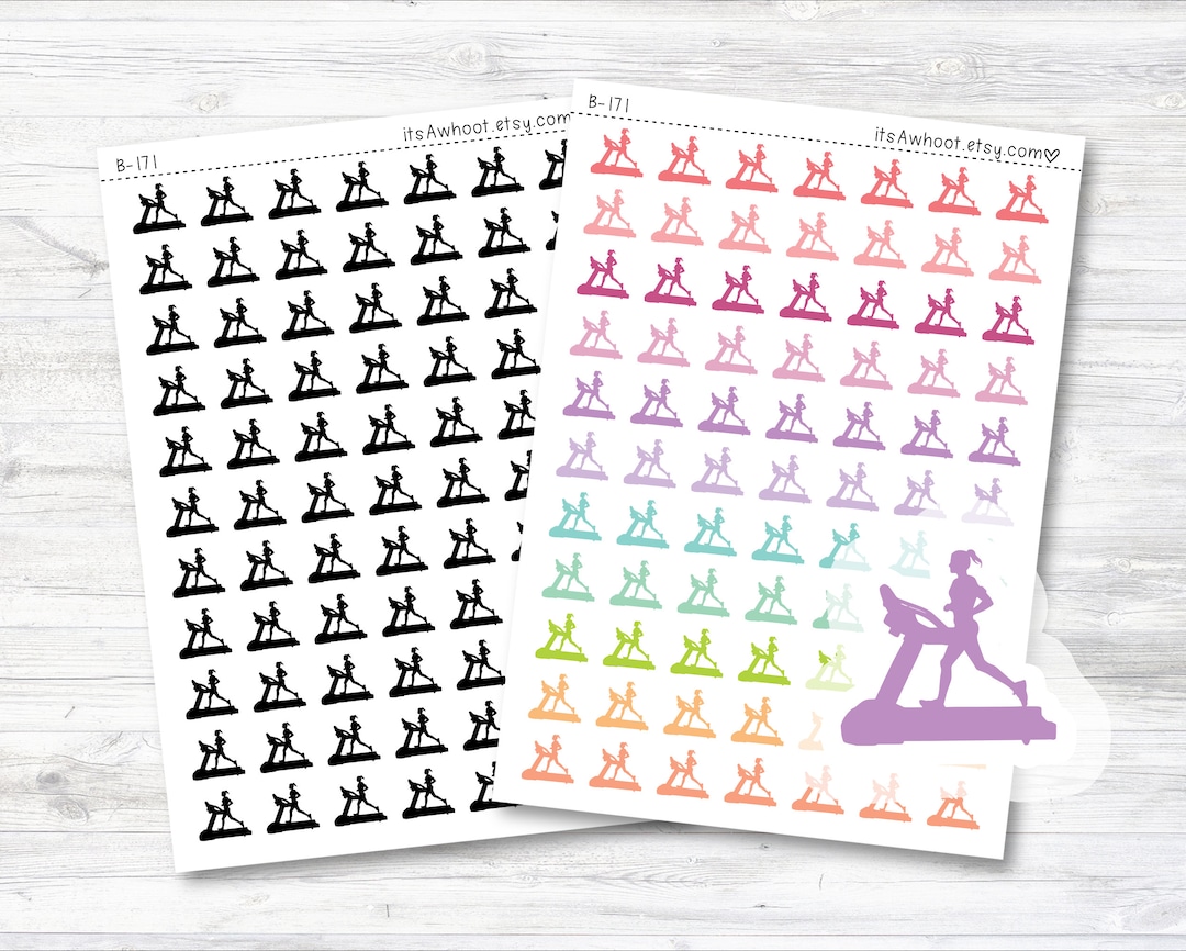 Treadmill Planner Stickers - Treadmill Girl Icon - Rainbow (B171) - Etsy