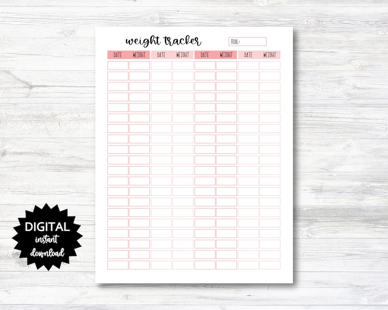 Weight Tracker Digital Download Weight Tracking (Download Now) - Etsy