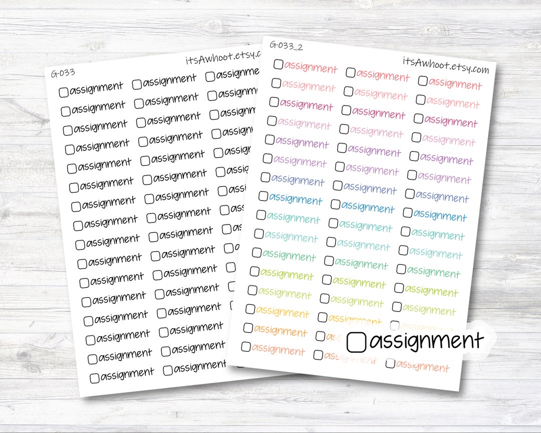 Assignment Stickers With Checkbox Planner Stickers (G033) - Etsy