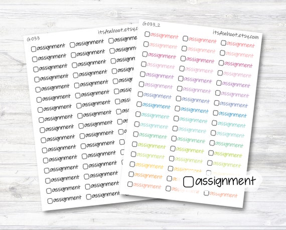 Assignment Stickers With Checkbox Planner Stickers G033 - Etsy