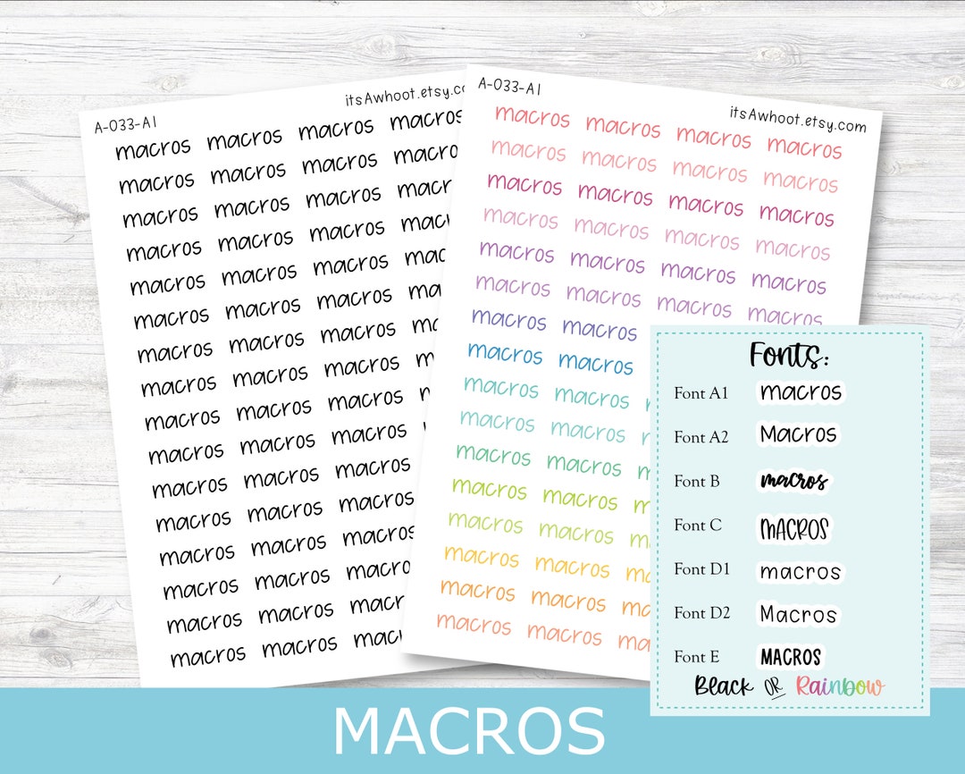 MACROS Script Planner Stickers - Multiple Fonts/colors Available (A033 ...
