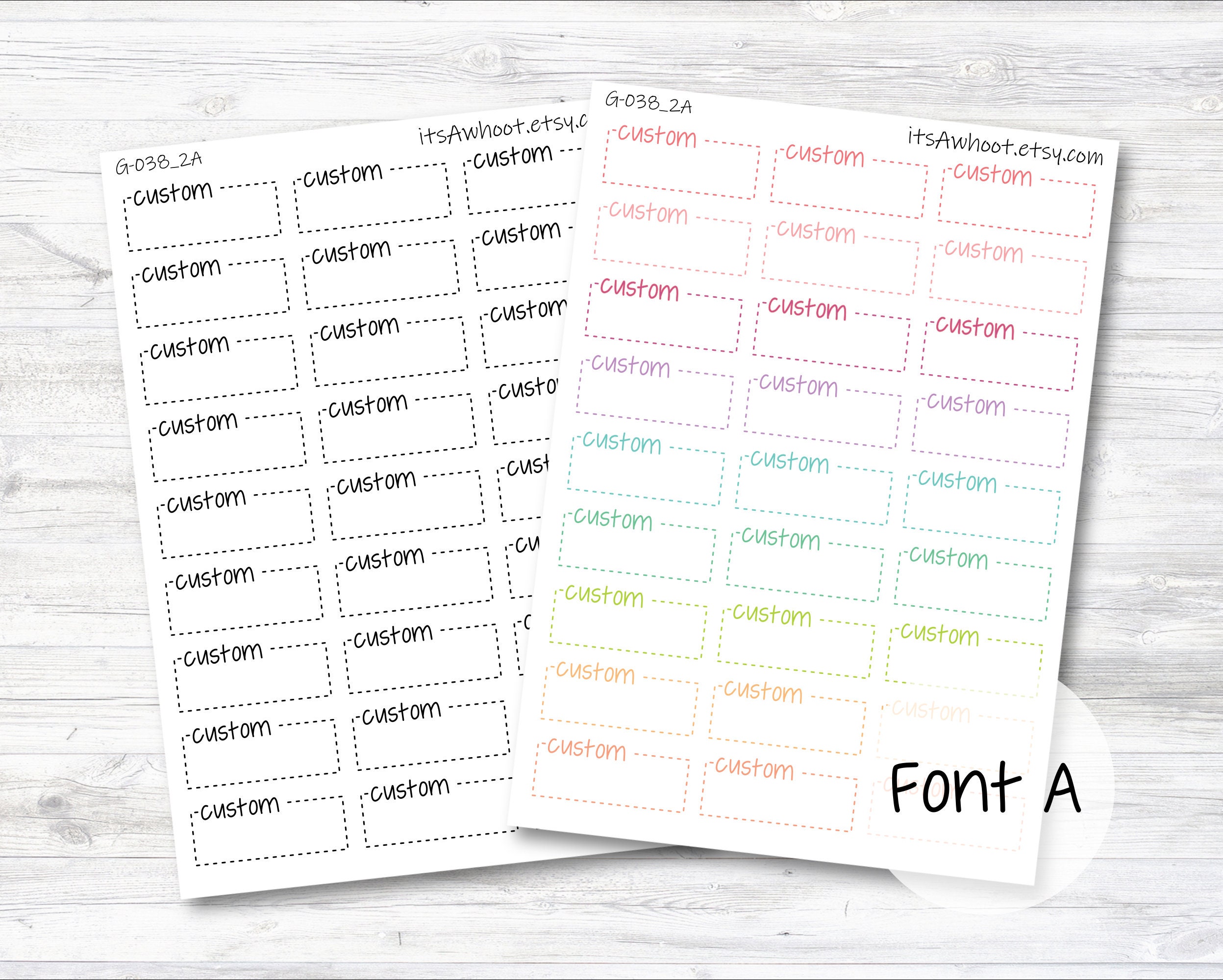 Personalized Script Dash Box Label Planner Stickers With Your - Etsy