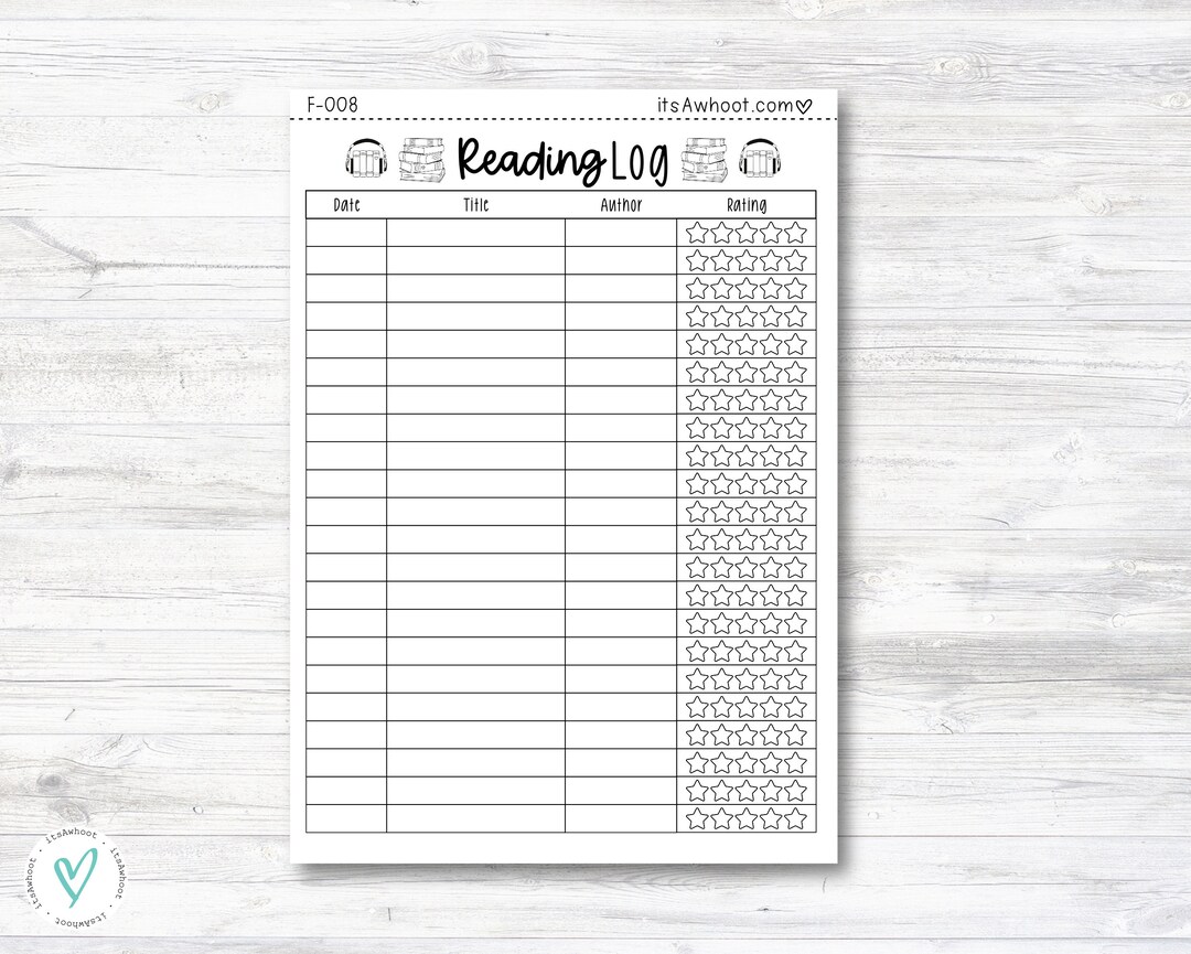 Dashboard Reading Log Sticker (F008) - Etsy