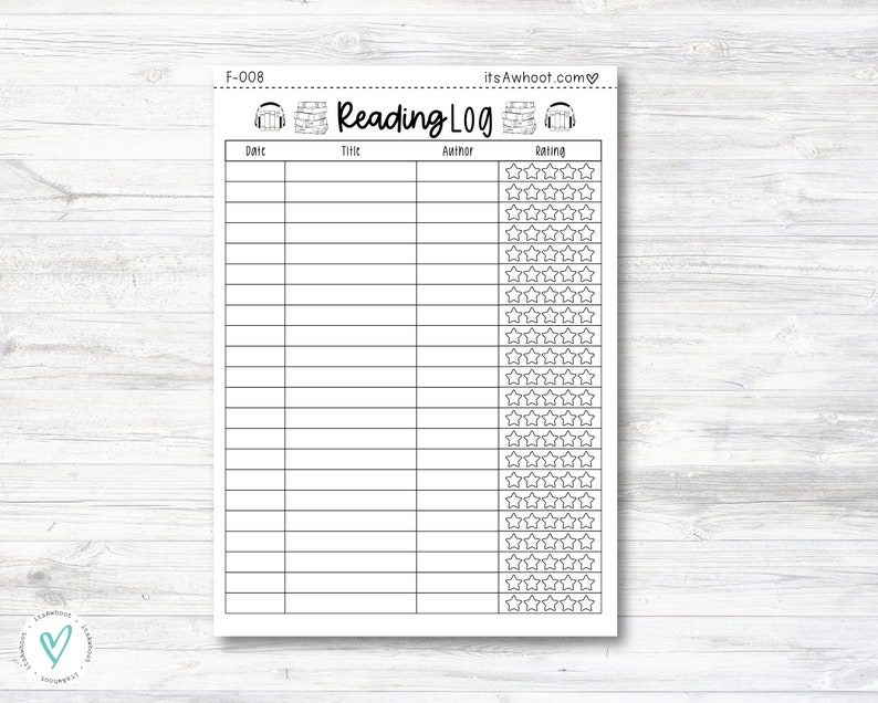 Dashboard Reading Log Sticker (F008) - Etsy