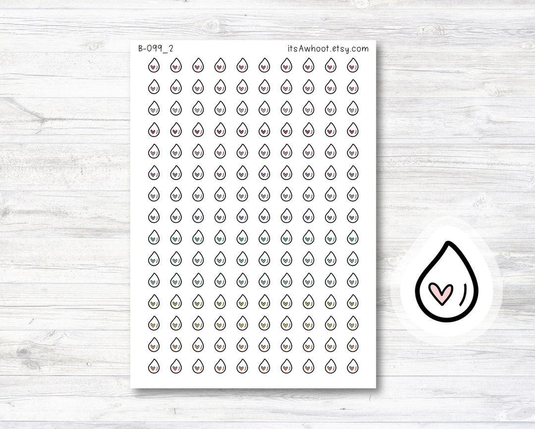 Water Droplet Stickers, Water Tracking Planner Stickers, Doodle Water ...