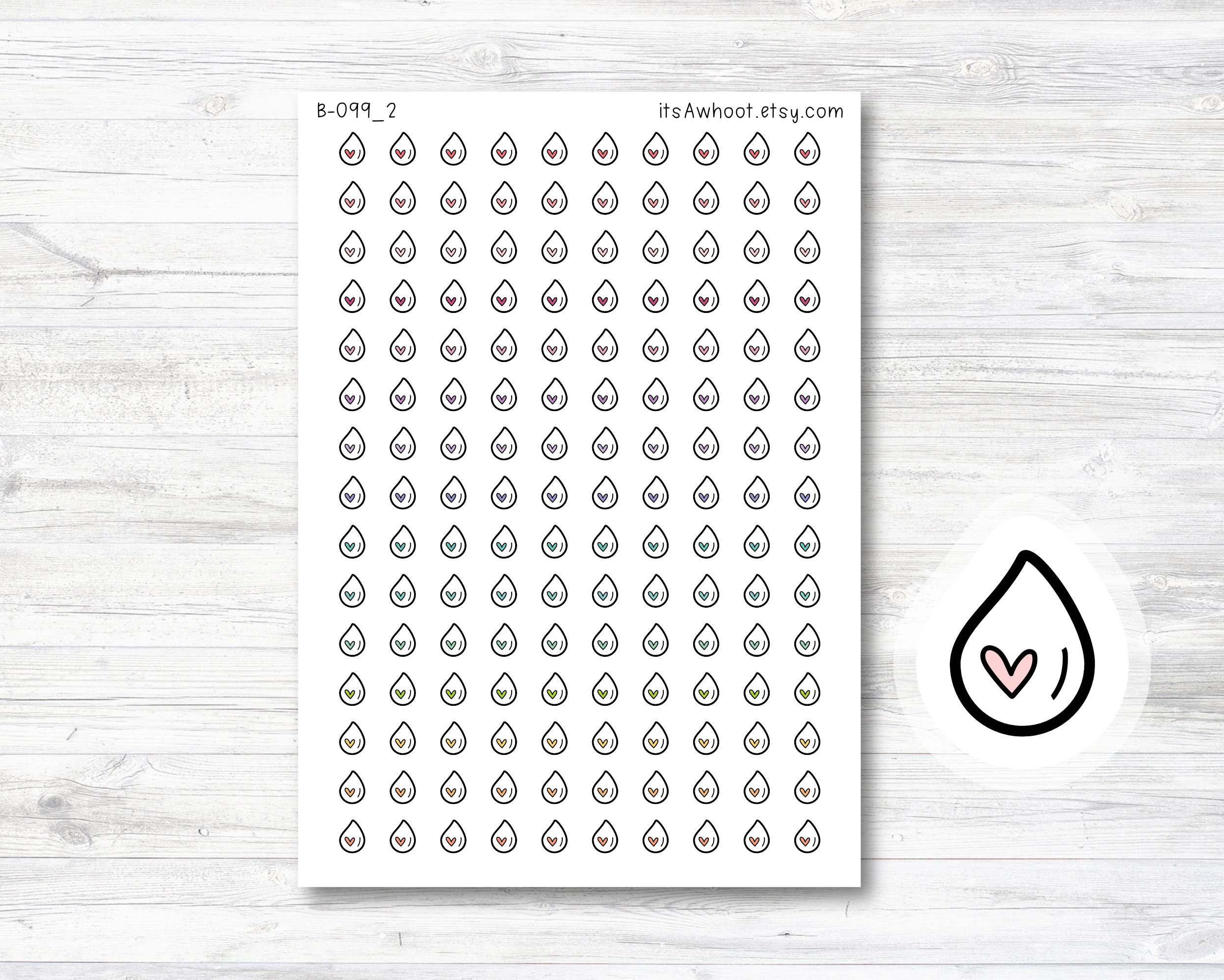Water Droplet Stickers, Water Tracking Planner Stickers, Doodle Water ...