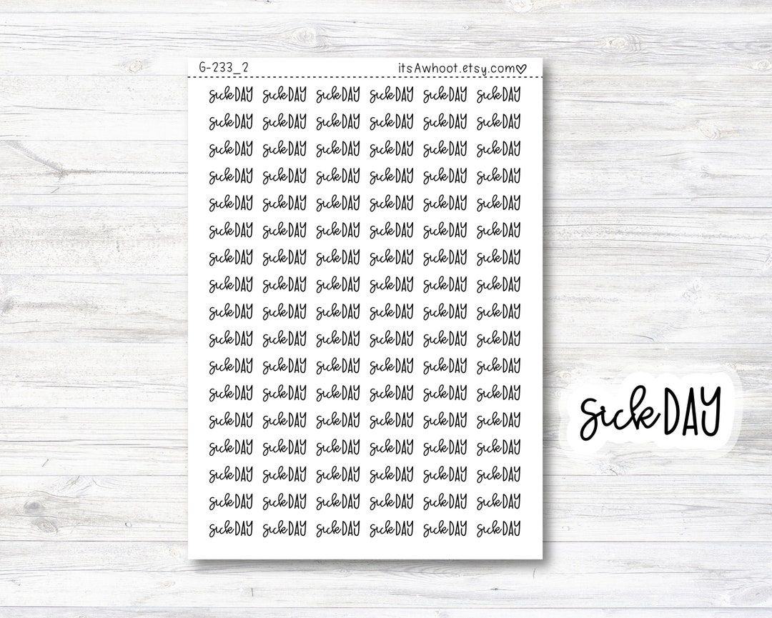 SICK DAY Stickers, Sick Day Script Planner Stickers, Sick Day Mixed ...