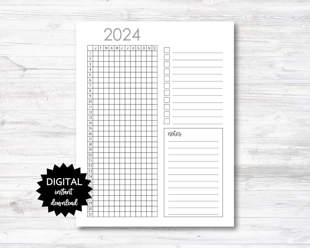 2024 Year/month Habit Tracker Printable, Habit Tracker, Digital ...