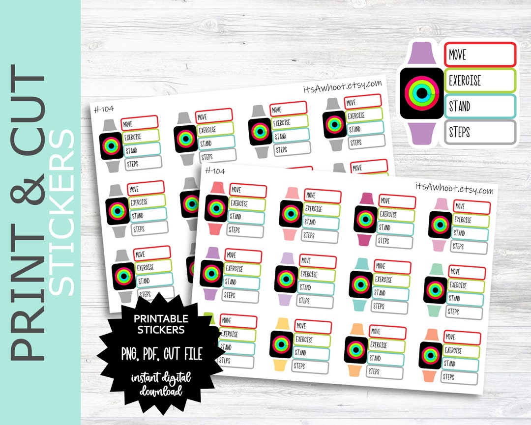 Activity Ring Stats Tracker PRINT & CUT Planner Stickers (H104PC) - Etsy