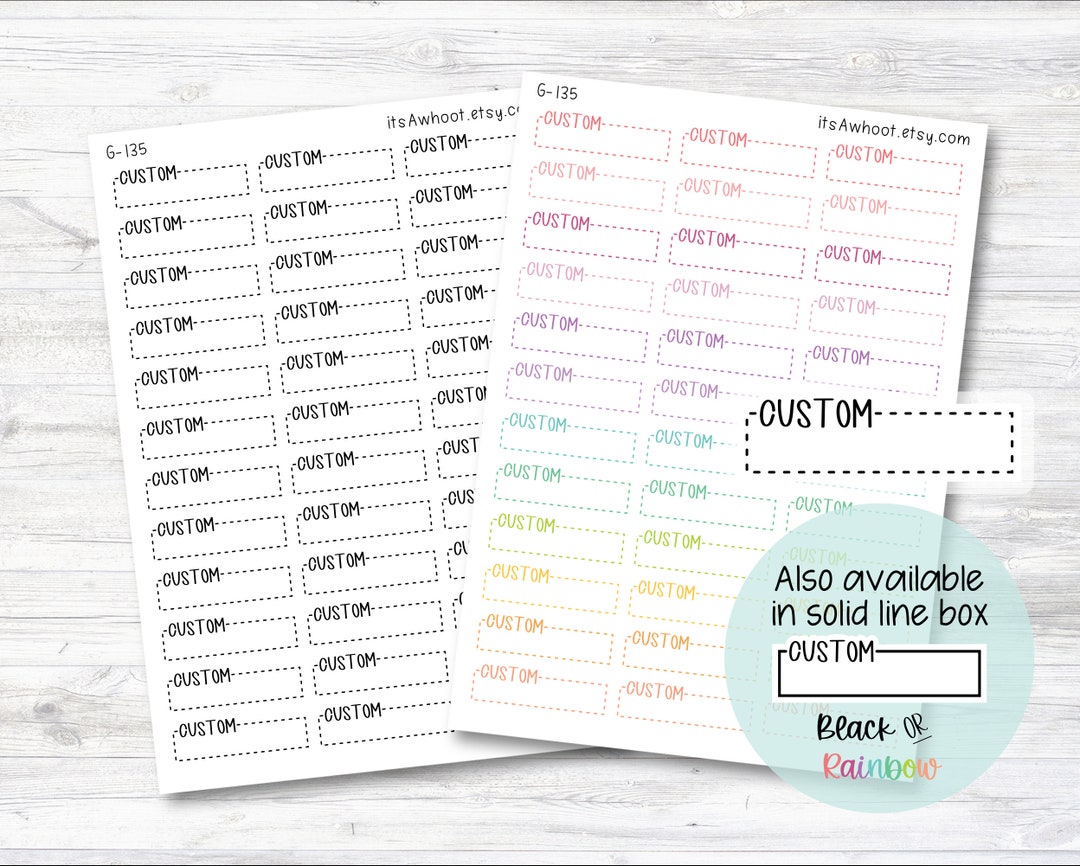 Personalized Script Dash Quarter Box Label Planner Stickers With Your ...