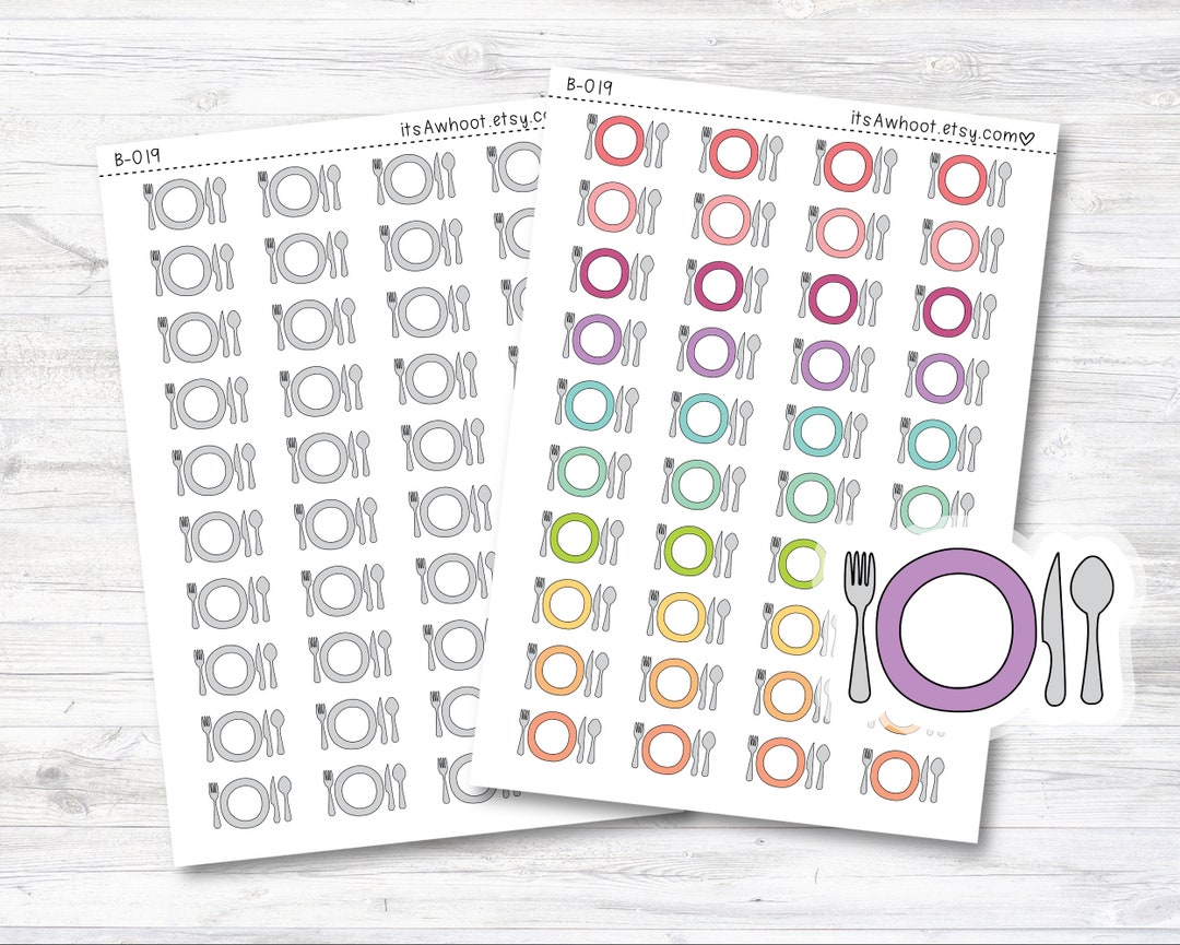 Dinner Plate Stickers, Meal Planner Stickers, Dinner Stickers, Doodle ...