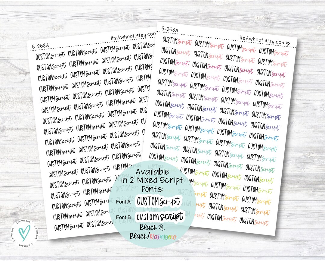 Personalized Mixed Script Planner Stickers With Your Custom Text (G268 ...