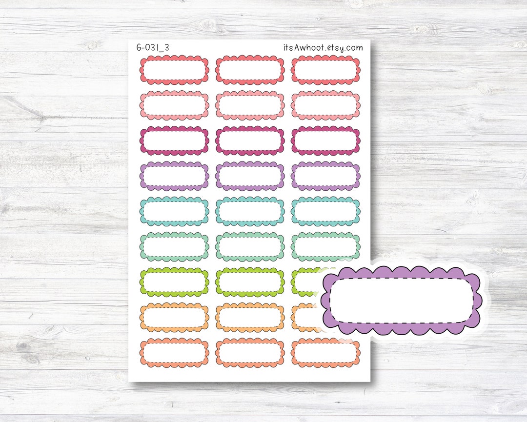 Scallop Label Planner Stickers - Doodle (G031_3) - Etsy