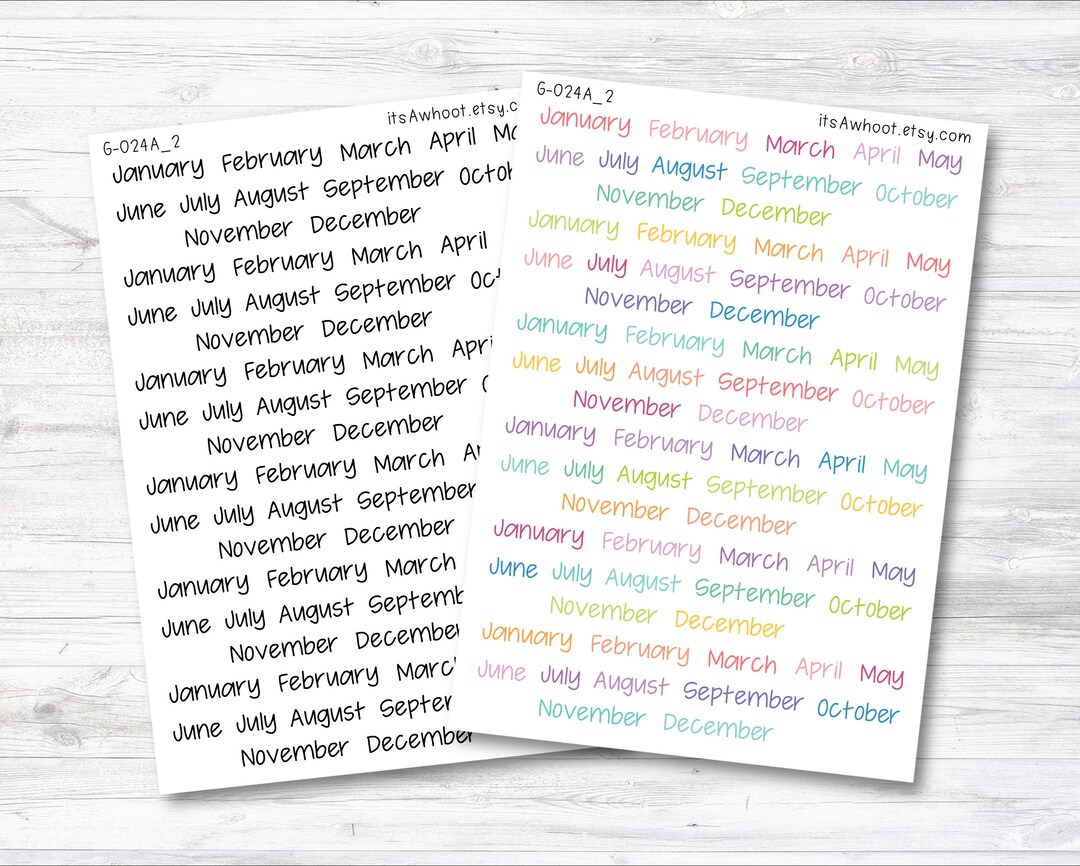 Month Script Planner Stickers - Small (G024A_2) - Etsy