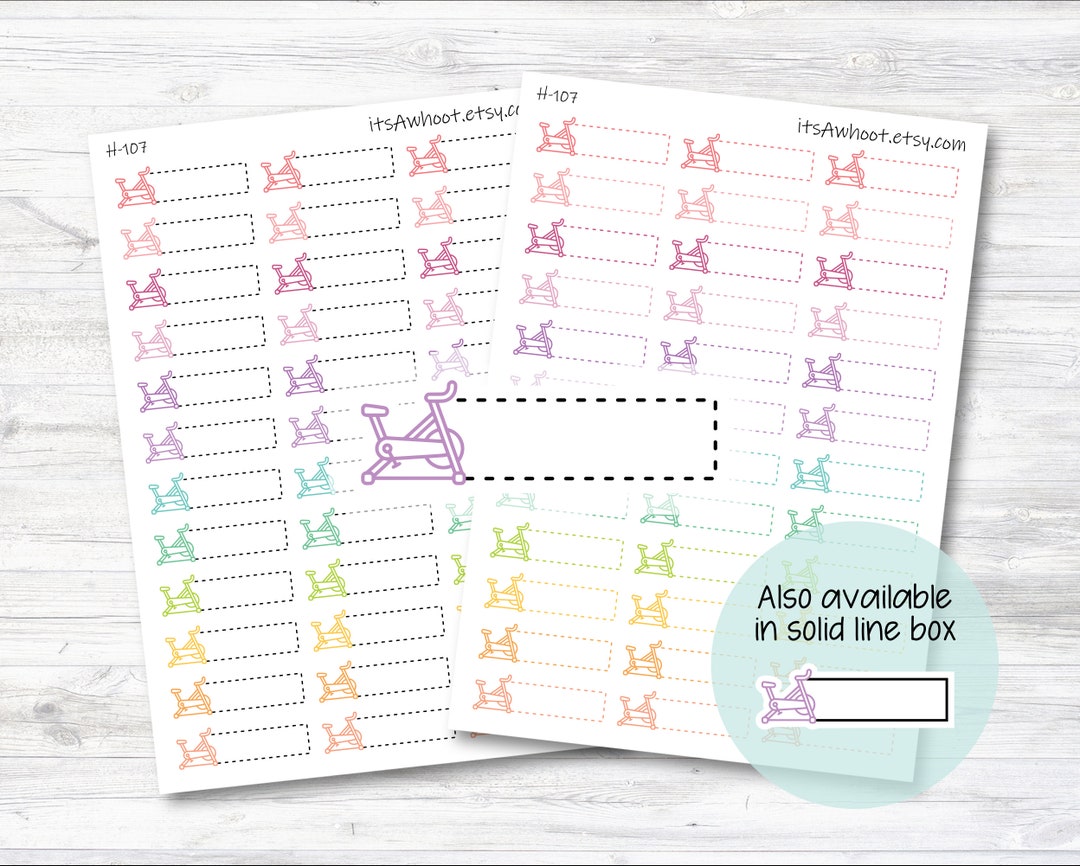 Spin / Cycle Quarter Box Label Planner Stickers - Dash or Solid (H107 ...