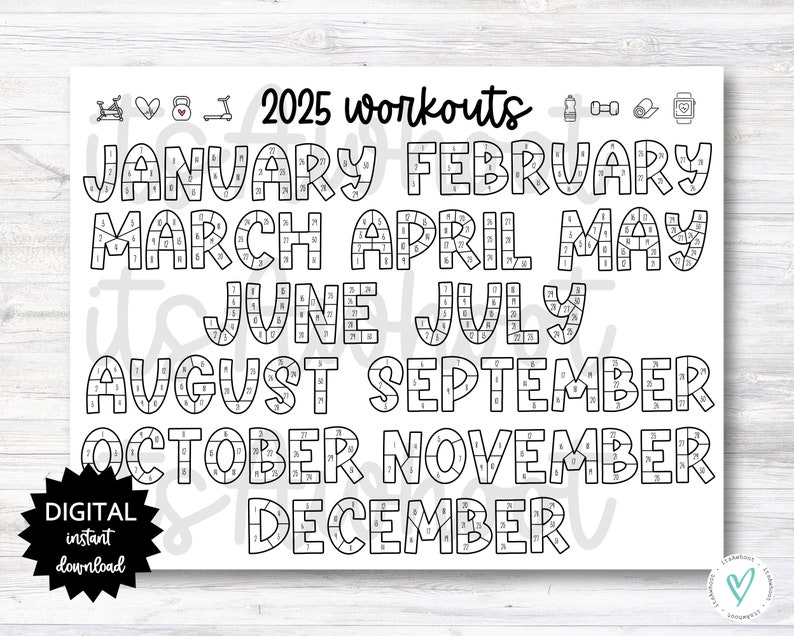 Coloriage tracker d'entraînement 2025 imprimable, calendrier d'entraînement à colorier, feuille ...