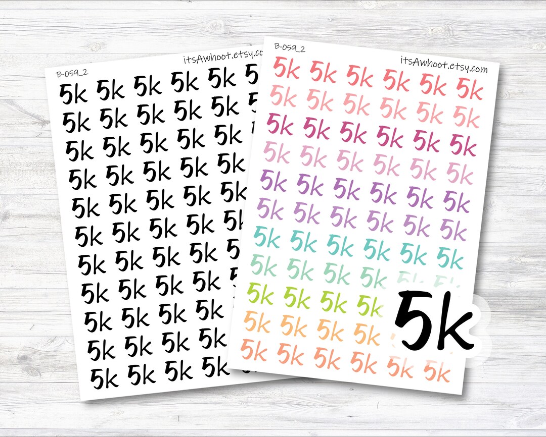 5k Stickers, 5k Steps Stickers - Large/qty. 66 (B059_2) - Etsy