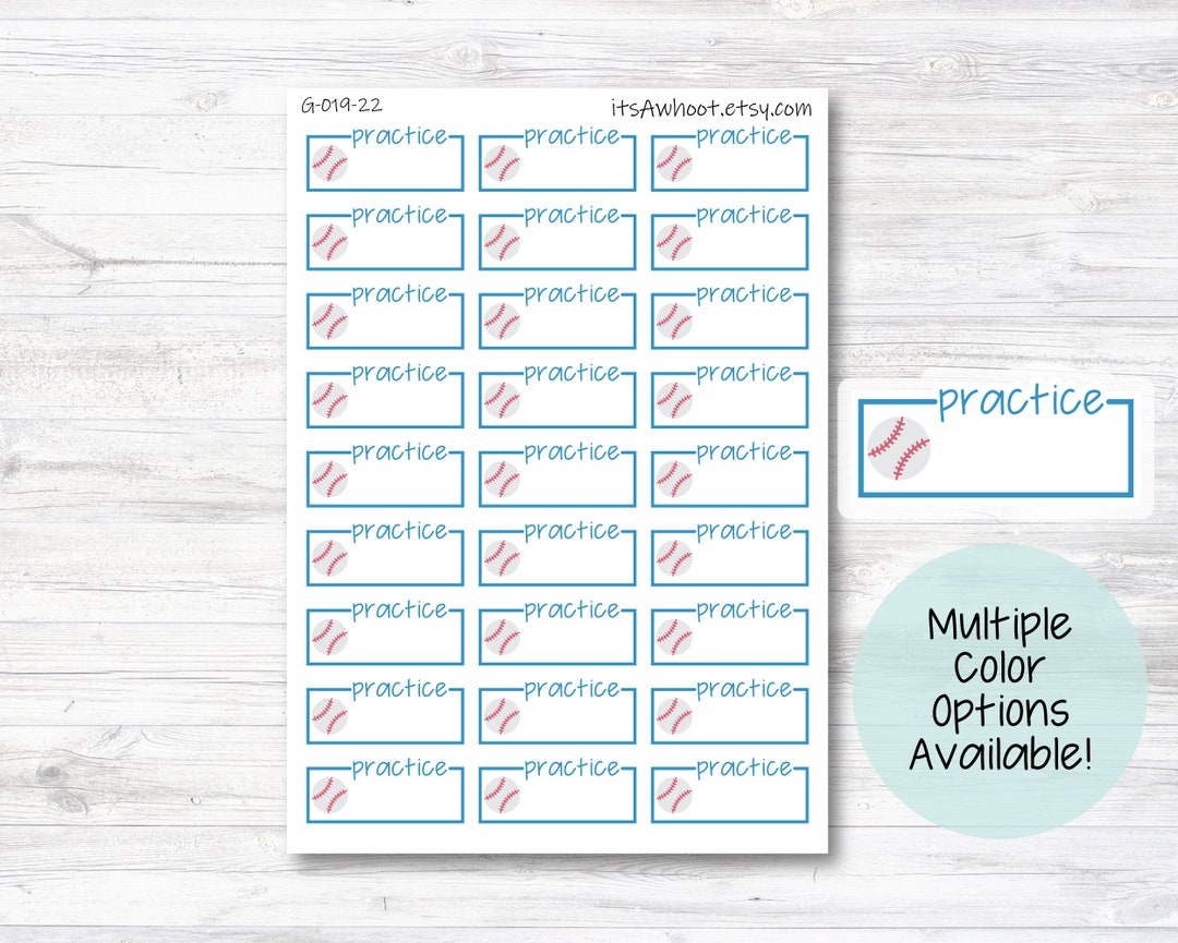 Baseball Practice Script Box Label Planner Stickers (G019) - Etsy