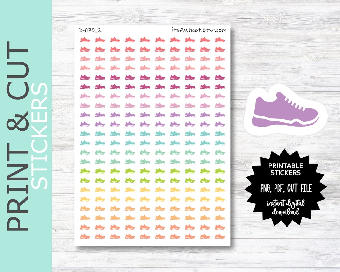 Sneaker/tennis Shoes/walking/running PRINT & CUT Planner Stickers ...