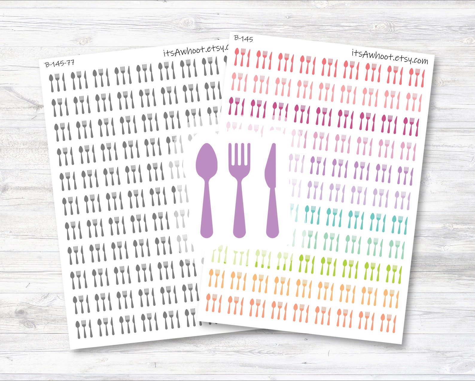 Fork Knife Spoon Stickers, Meal Planner Stickers, Dinner Stickers (B145 ...
