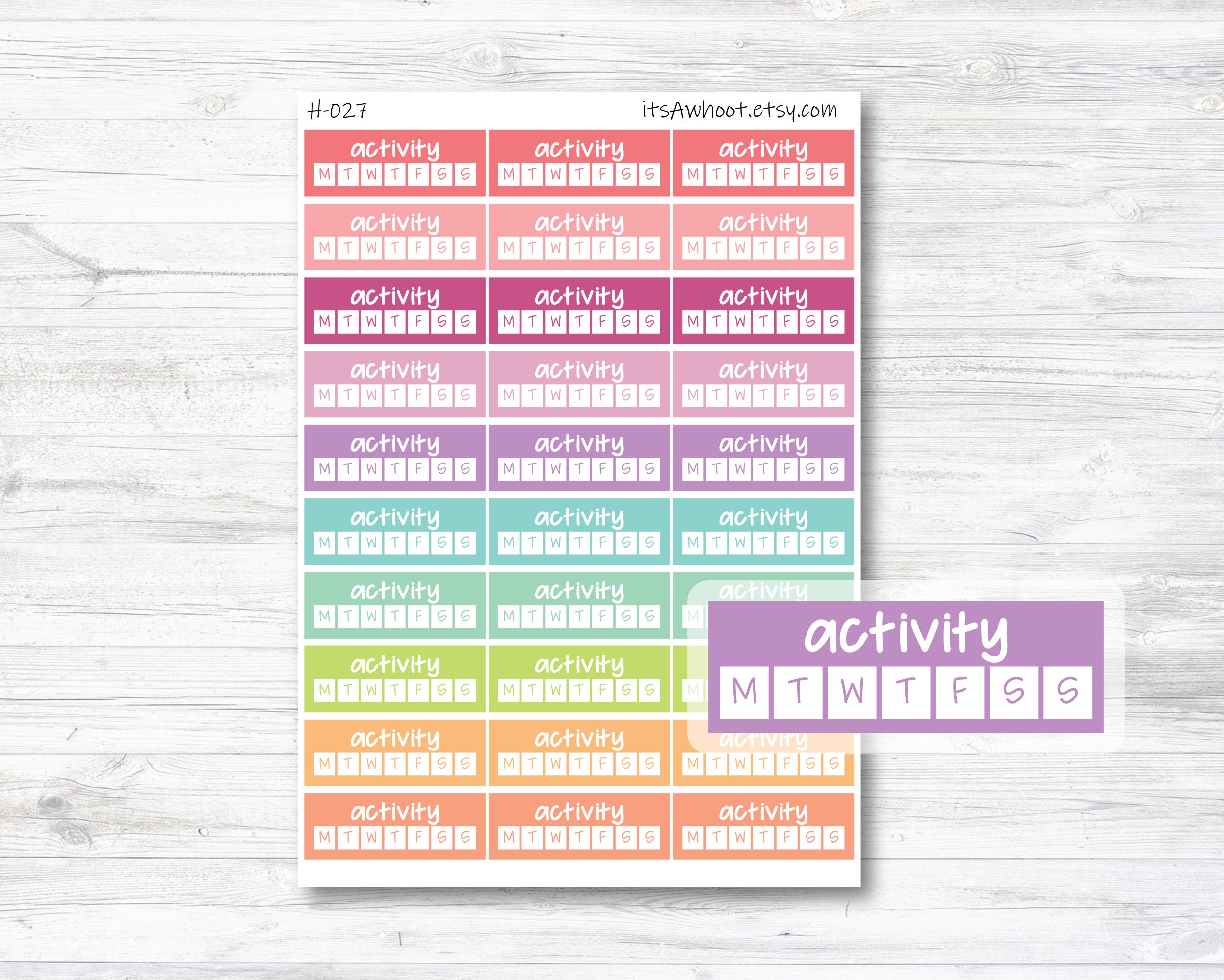 Activity Habit Tracker, Activity Sidebar Sticker, Daily Activity ...