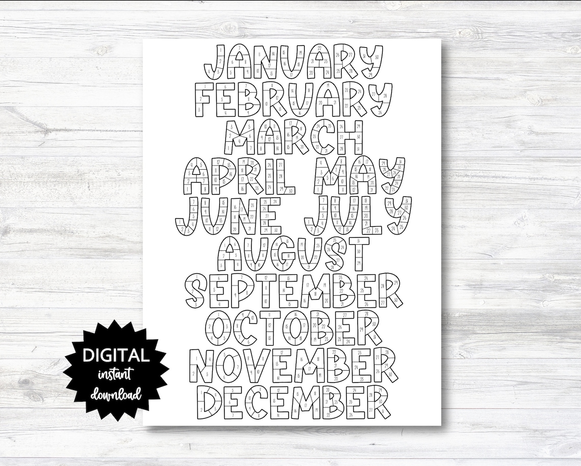 Habit Tracker Coloring Sheet Printable Month Habit Tracker - Etsy