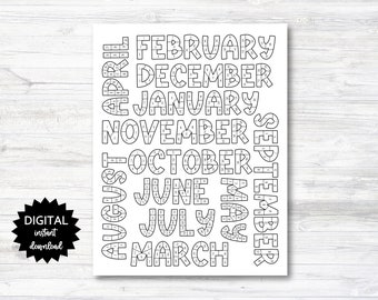 Habit Tracker Coloring Sheet Month Habit Tracker Coloring | Etsy