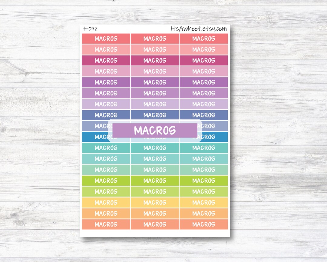 MACROS Header Label Sticker Skinny Planner Sticker H072 - Etsy