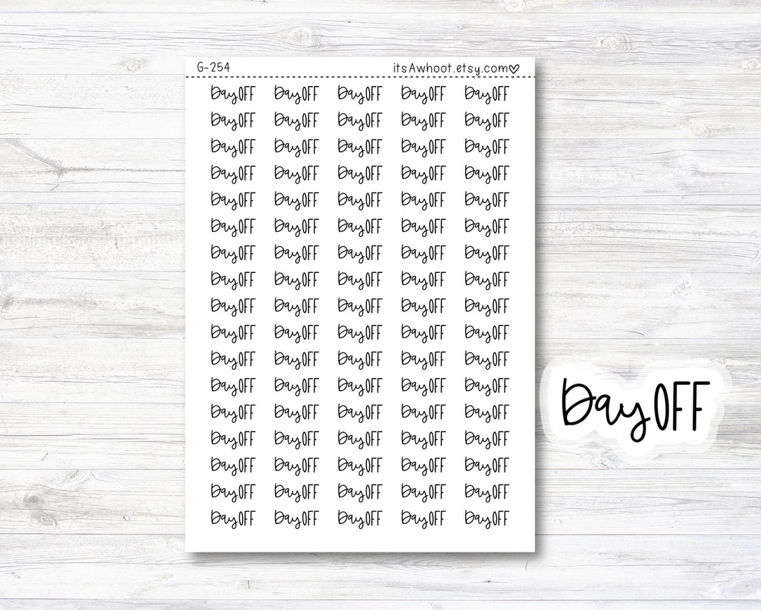 DAY OFF Stickers, Day off Script Planner Stickers, Day off Mixed Script Stickers (G254) - Etsy