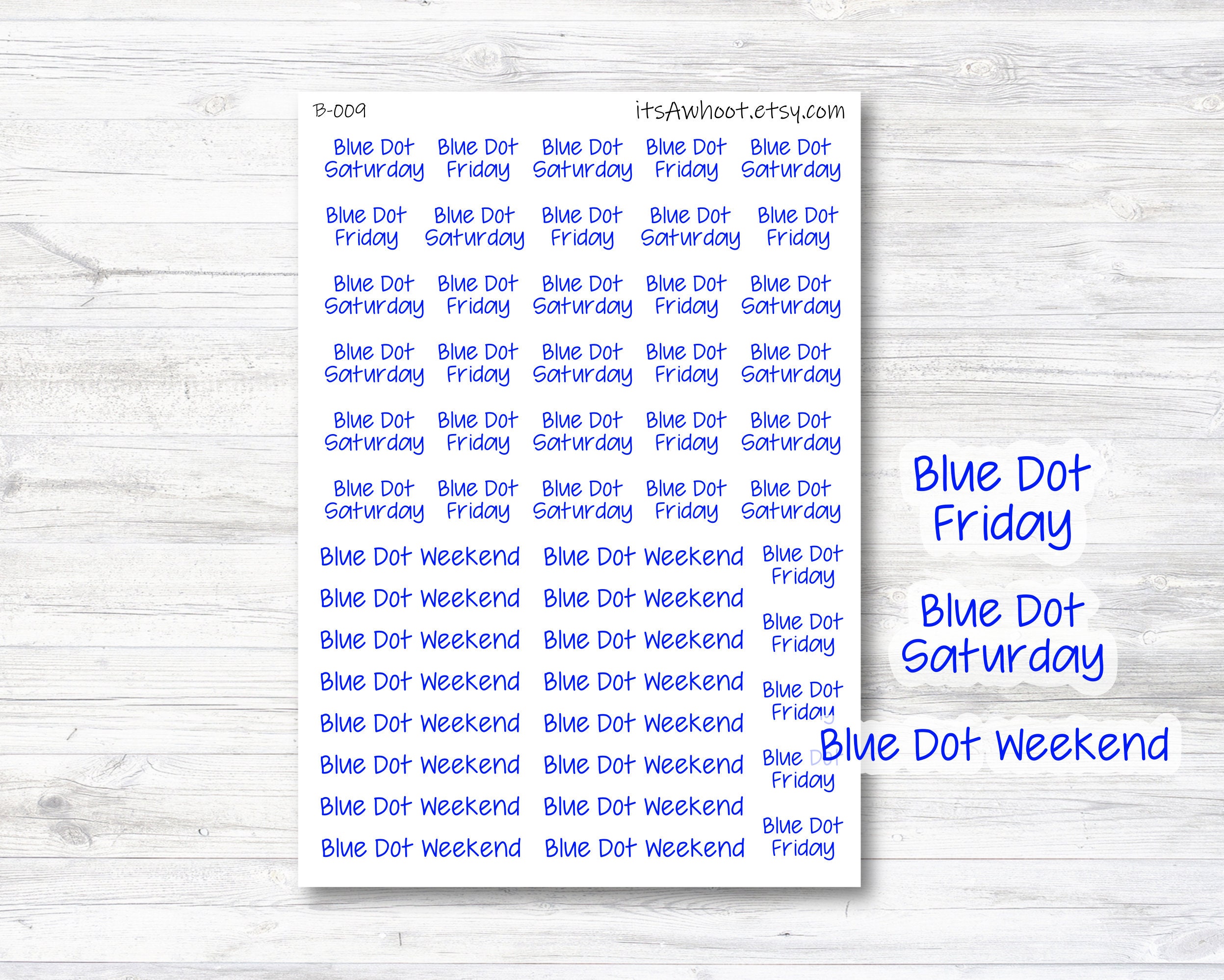 MediumSet of 54 B134 Blue Dot Stickers Weight Watchers Weekly Planner ...